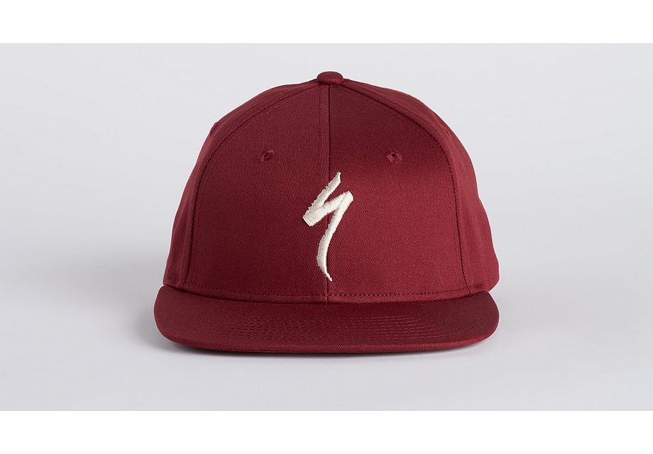Specialized flat brim hat garnet red/birch white osfa – FirstFlightBikes