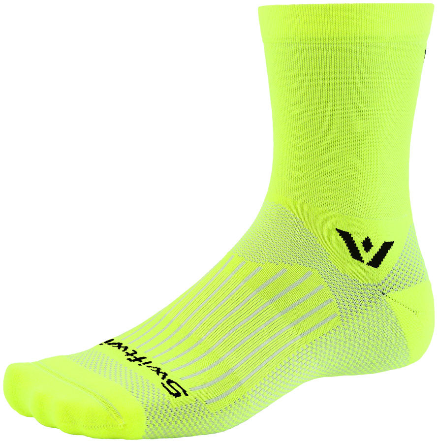 Swiftwick Aspire Mid-Crew Socks - 5" Hi-Viz Yellow Large – FirstFlightBikes