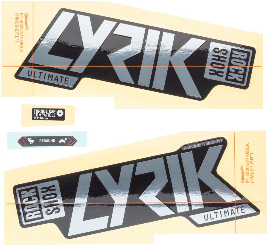 RockShox Fork Decal Kit - Lyrik Ultimate 27/29" Polar Foil for Gloss B ...