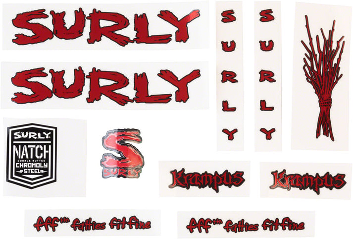 Surly Krampus Frame Decal Set - Metallic Red with Sticks – FirstFlightBikes